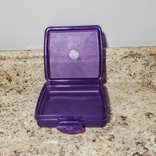 Tupperware 3752 Square Sandwich Keeper Purple Clam Hinge Closure Lunch ...