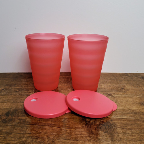 Tupperware Impressions 16 oz. Tumblers 3515 Brand NEW Red Stackable ...