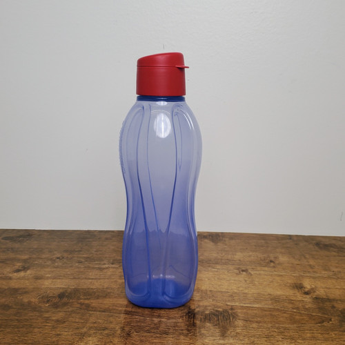 Tupperware Large Blue Eco Water Bottle 1L w/ Red Flip Cap | Tupperware ...