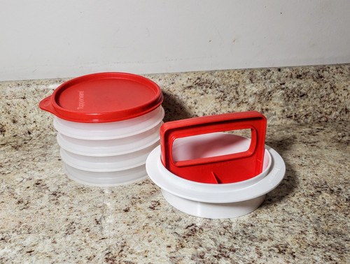 Tupperware Hamburger Press and 4 Keepers 5" Set with 1 Seal Freezer ...