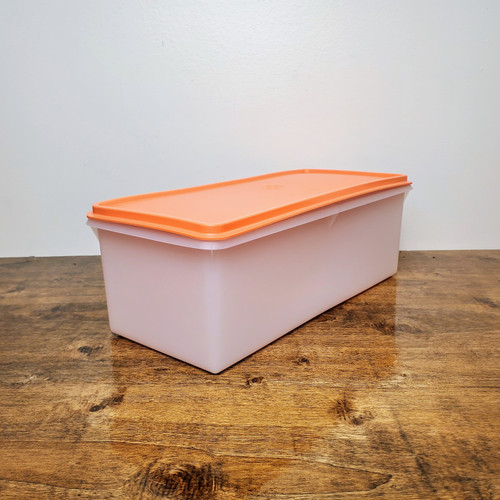Tupperware Sheer Jumbo Bread Server Keeper Storage Box Container Orange ...