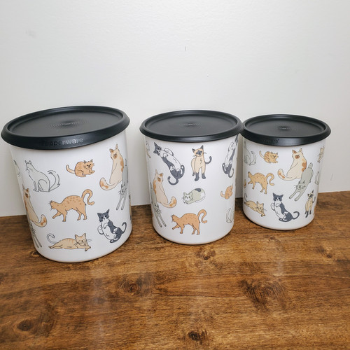 Tupperware TupperPets One Touch Canister Set Cozy Cats 3 Piece ...