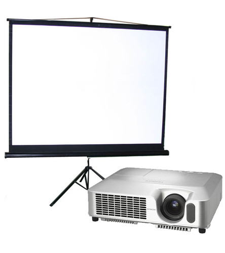Video projector, 2,200 lumens + 200 watt speaker and screen package ...