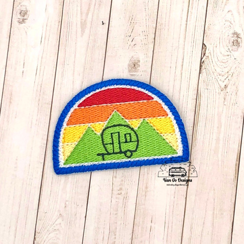 Retro Mountain Sunset Camper Patch- DIGITAL DOWNLOAD | Van Go Designs
