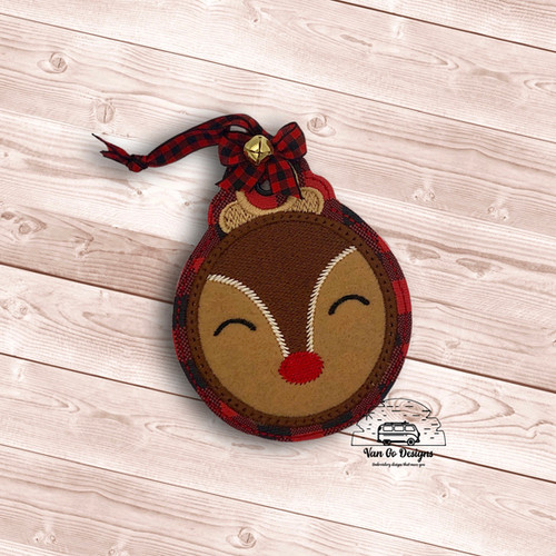 Rudolph Applique Ornament- DIGITAL DOWNLOAD | Van Go Designs