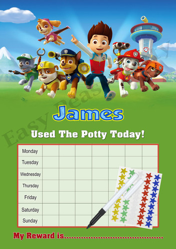 Paw Patrol Potty Training Reward Chart | Easy Peasy Party