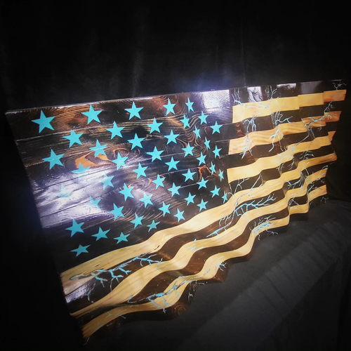 Krafted Series- Turquiose inlay 36x19.5 wavy flag | Hardkrafted Designz