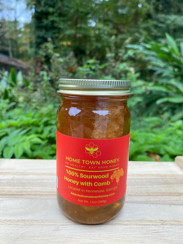 12oz Sourwood with honeycomb | Home Town Honey