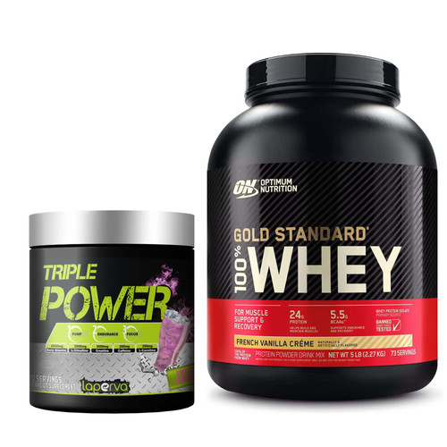 Optimum Nutrition Gold Standard 100% Whey Protein, Laperva Triple Power ...