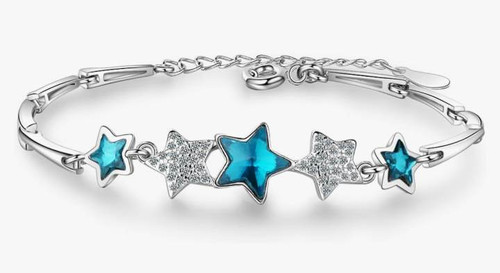 Sterling Silver Crystal Star Celestial Bracelet | ClawaBear