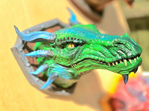 3D printed Green dragon Shield Wall Plaque | ClawaBear