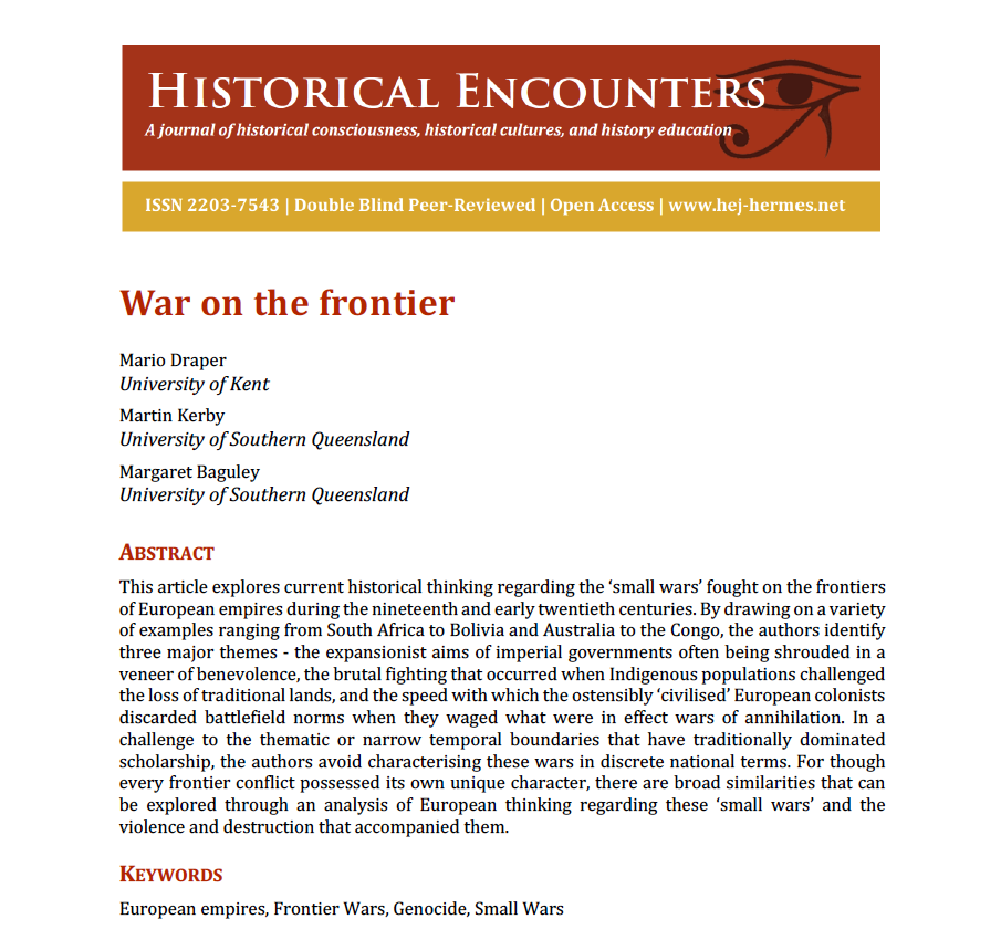Historical Encounters, Vol. 10 No.2, Special Issue: Frontier Wars
