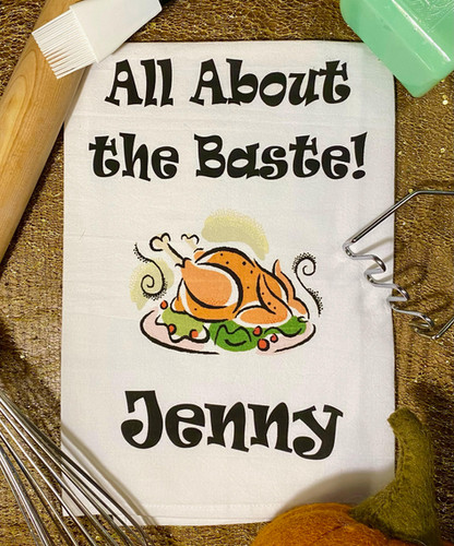 All About the Baste Tea Towel w/ Custom Name | Bunnies & Bows