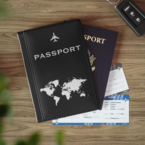 Black & White Passport Cover | World Map Design | MindDesignStore