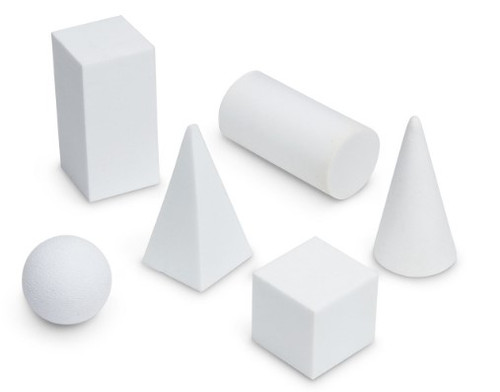 Mini Geometric Solid Foam Shapes, White, Set of 6 | Carolina Singapore