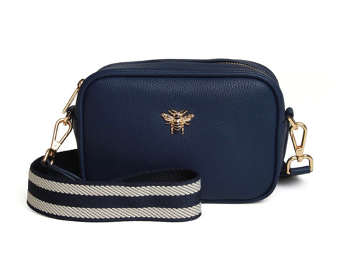 Alice Wheeler - Navy Mini mayfair with webbing strap | TishTashLondon