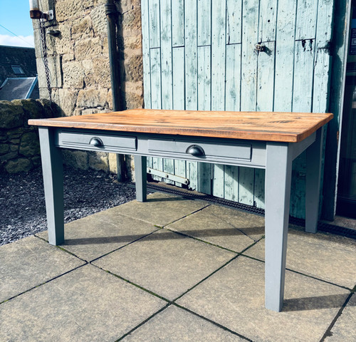 Modern Scrub Top Dining Table with Drawers | The Old Barn