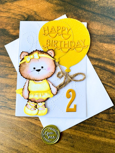 Happy Birthday Balloon Bear Greeting Card, Cute Teddy Birthday Card ...