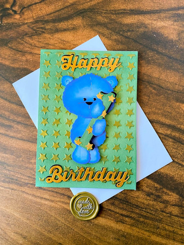 Happy 1st Birthday Bear Greeting Card | Punkadunk