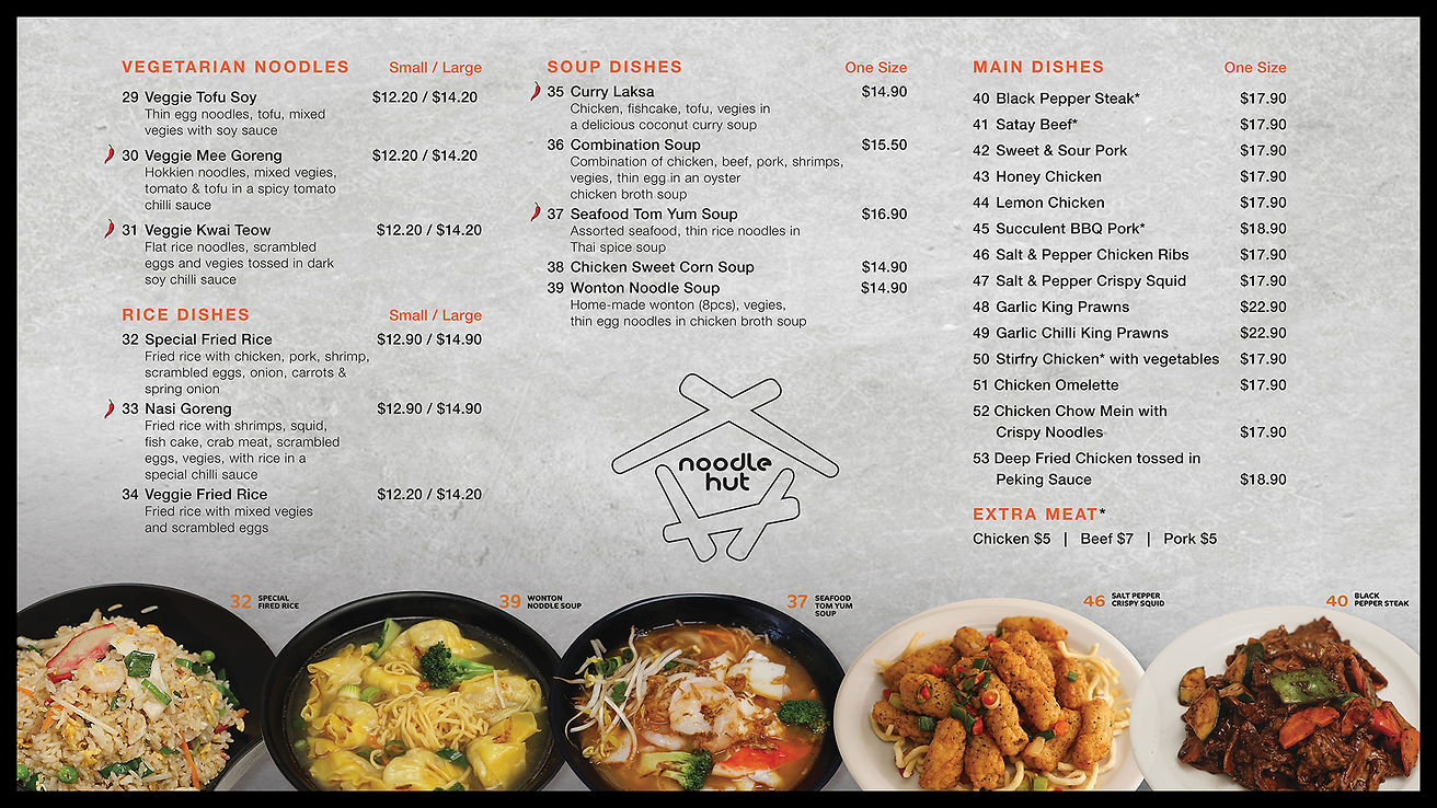 Menu | Noodle Hut