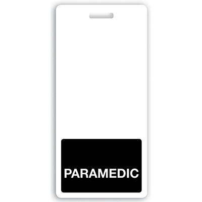 BBV-PARAMEDIC-B Vertical "PARAMEDIC" Badge Buddies (Black bar, 2.13" x ...
