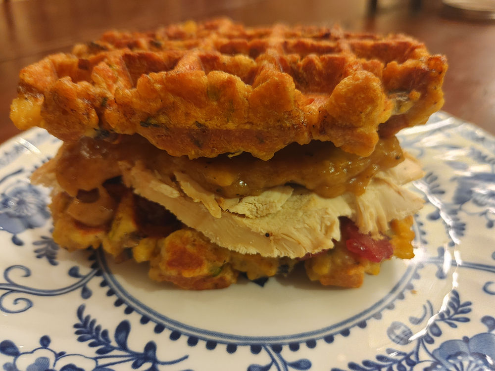 Stuffing Waffle Turkey Sandwich