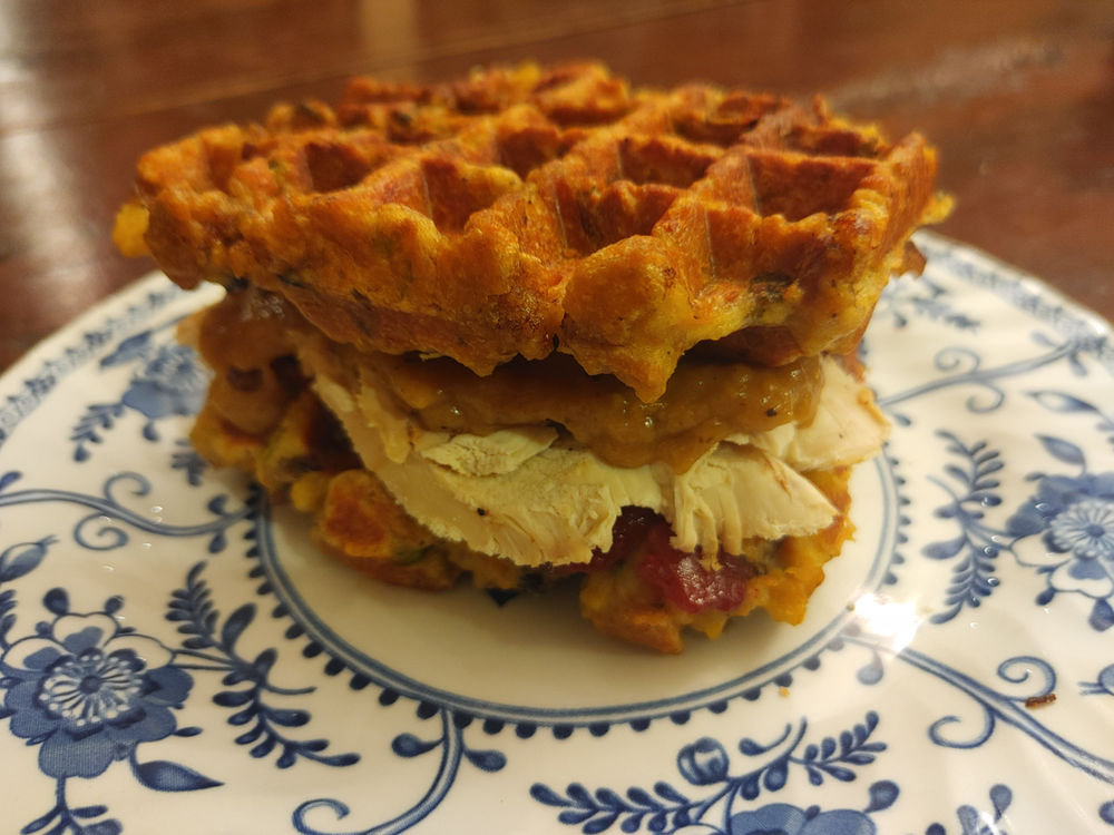 Stuffing Waffle Turkey Sandwich