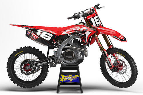 HONDA "FACTORY" RED / BLACK GRAPHICS KIT | Holeshot Graphics