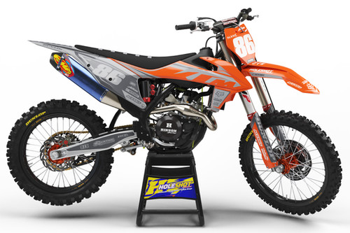 KTM "LEVER" ORANGE / GREY GRAPHICS KIT | Holeshot Graphics