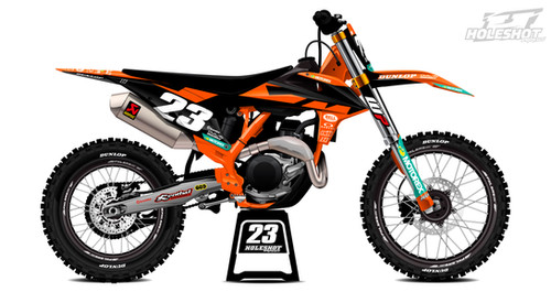 KTM "FACTORY" ORANGE / BLACK GRAPHICS KIT | Holeshot Graphics