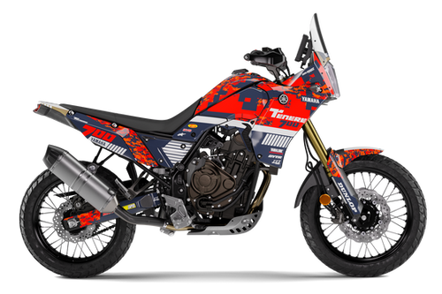 YAMAHA TENERE 700 "EXPLORER" RED / NAVY GRAPHICS KIT | Holeshot Graphics