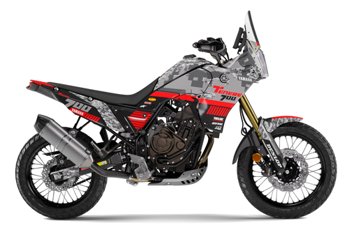YAMAHA TENERE 700 "EXPLORER" GREY / RED GRAPHICS KIT | Holeshot Graphics