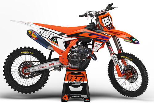KTM "RACER" ORANGE / WHITE GRAPHICS KIT | Holeshot Graphics