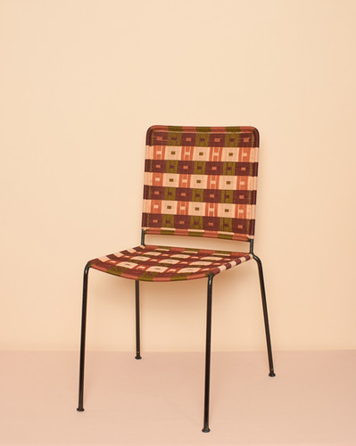 CHAISE DROITE - SUZANNE - MARRON / ROSE PALE / ROUILLE / KAKI CLAIR ...