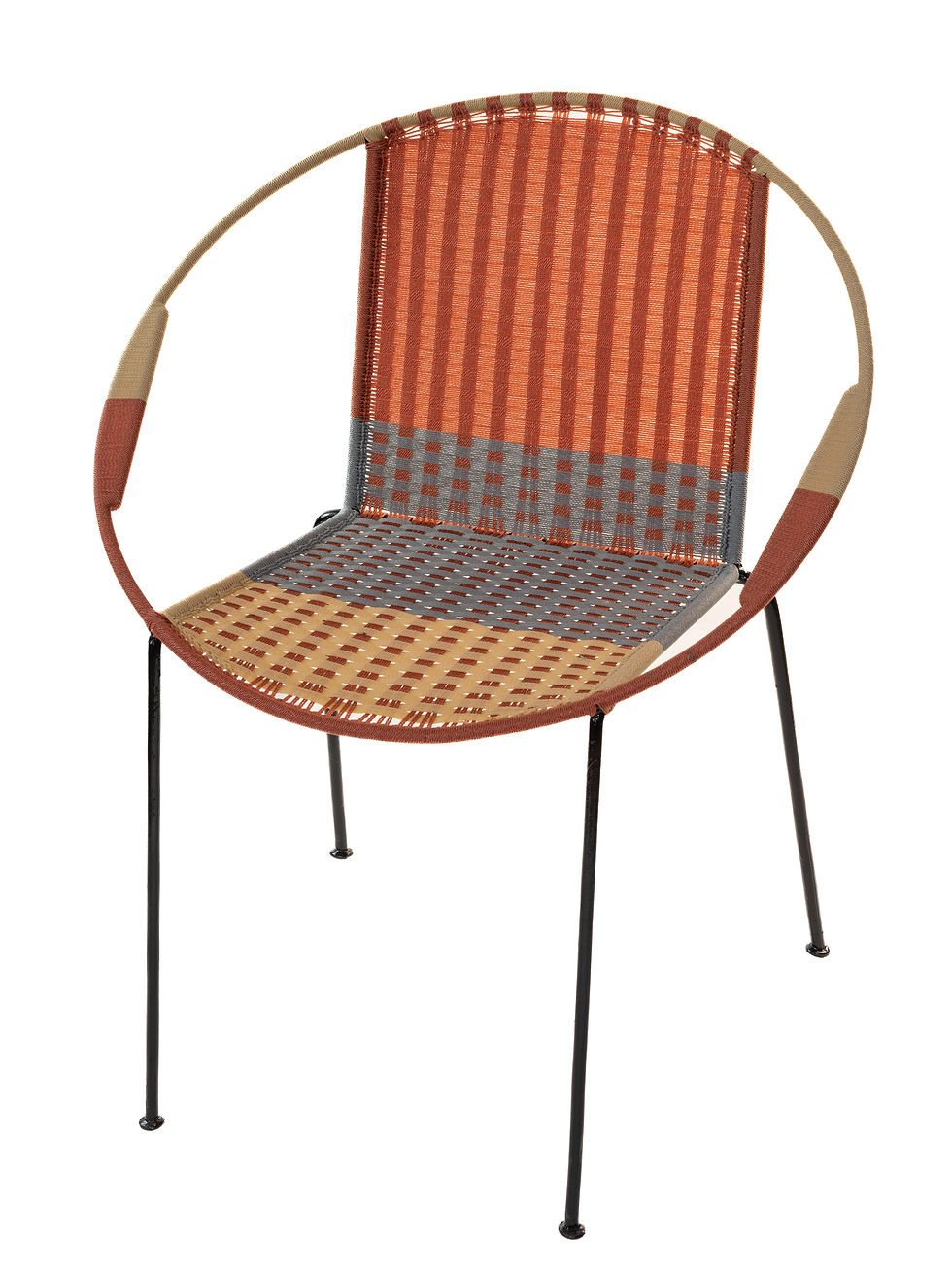CHAISE RONDE - HEXAGONE ROUILLE / GRIS CLAIR / BEIGE | Imandeco