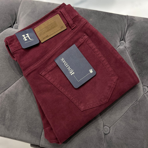 Holiday - Burgundy Moleskin Plat Jeans | JONJAMES