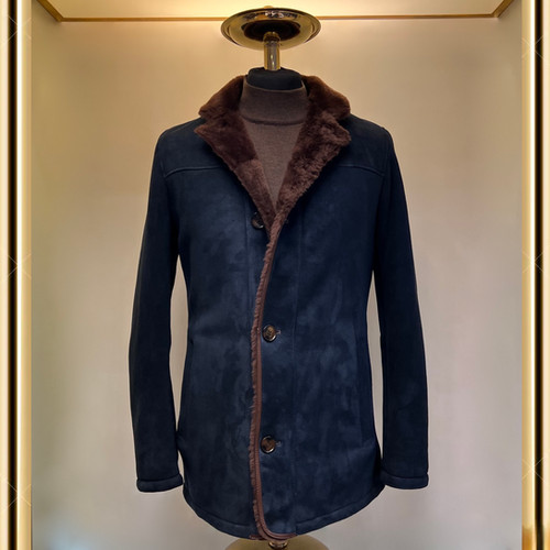 Navy Sheep-skin Coat | JONJAMES
