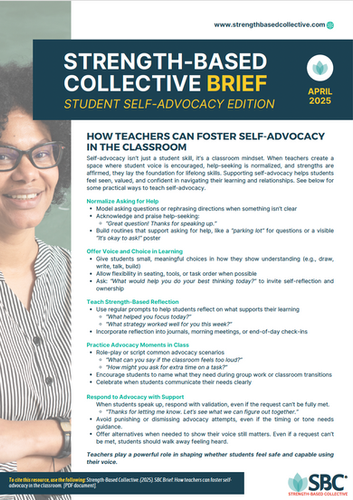 SBC Brief: How Teachers Can Foster Self-Advocacy in the Classroom ...