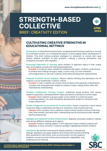 SBC Brief: Cultivating Creative Strengths in Educational Settings | StrengthBasedColl