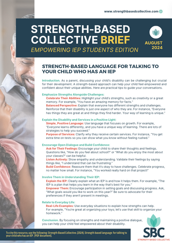 SBC Brief: Strength-Based Language for Talking to Your Child Who Has an ...