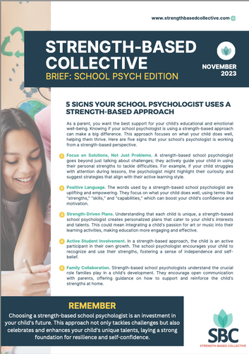 SBC Brief: 5 Signs Your School Psychologist Uses a Strength-Based Approach | StrengthBasedColl