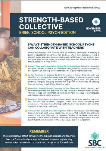 SBC Brief: 5 Ways Strength-Based School Psychs Can Collaborate with ...