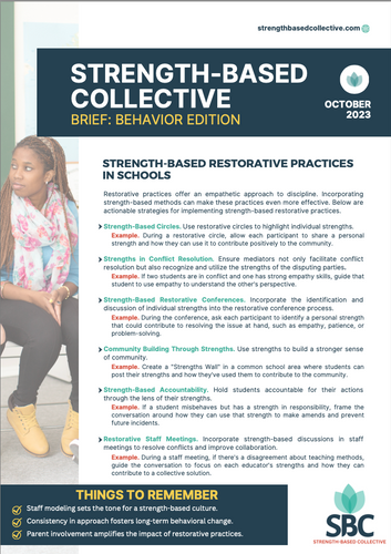 SBC Brief: Strength-Based Restorative Practices in Schools | StrengthBasedColl
