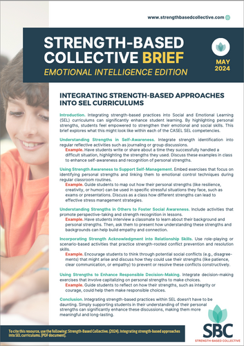 SBC Brief: Integrating Strength-Based Approaches into SEL Curriculums | StrengthBasedColl