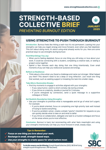 SBC Brief: Using Strengths to Push Through Burnout | StrengthBasedColl