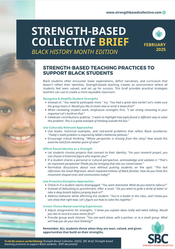 SBC Brief: Strength-Based Teaching Practices to Support Black Students | StrengthBasedColl