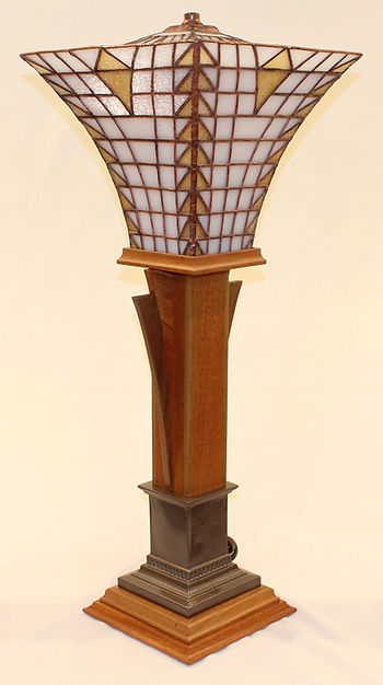 Stained Glasss Inset Crown Lamp | Woodenglass Art