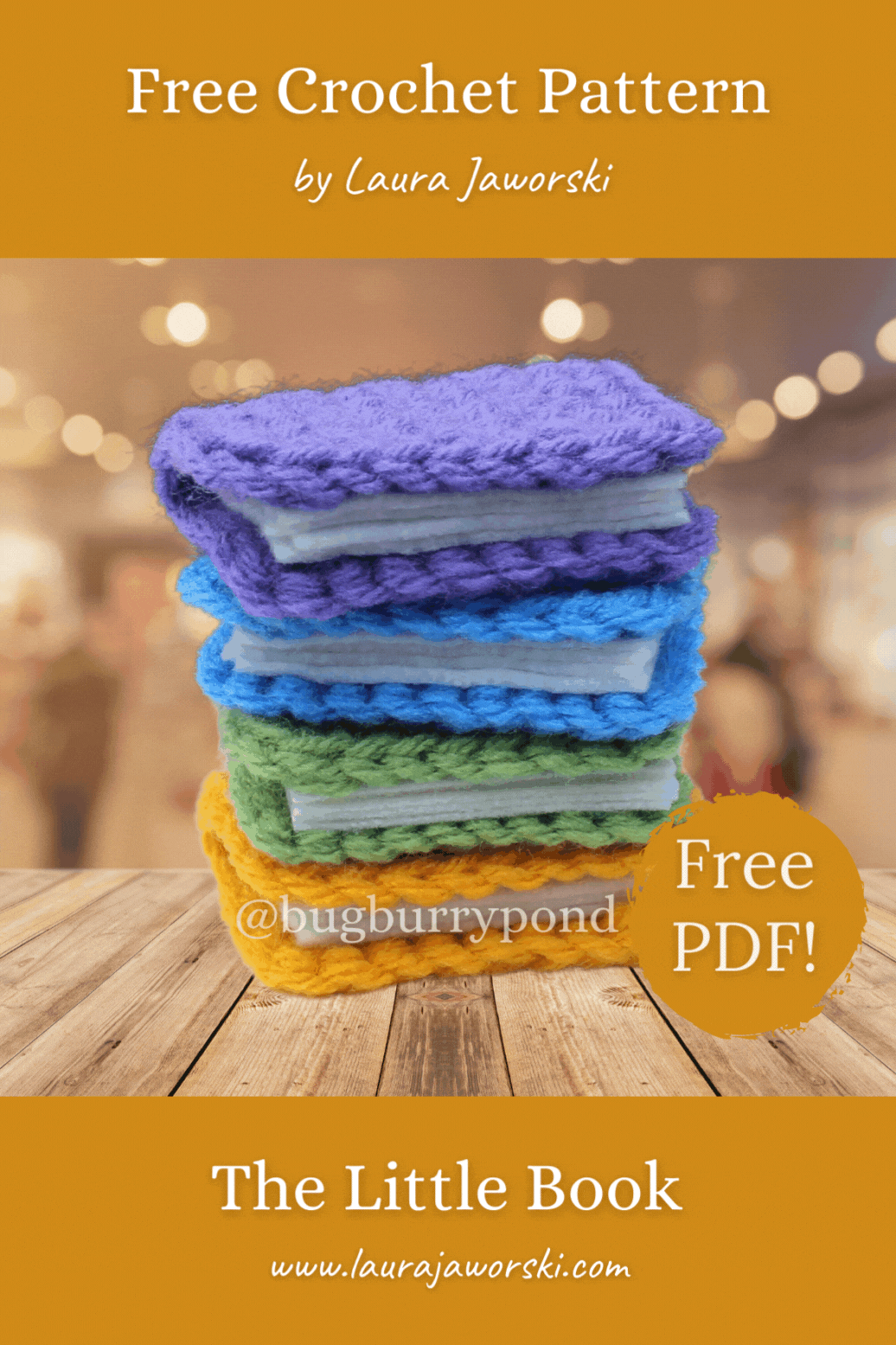 The Little Book Free Crochet Pattern by Laura Jaworski (@bugburrypond) 📚