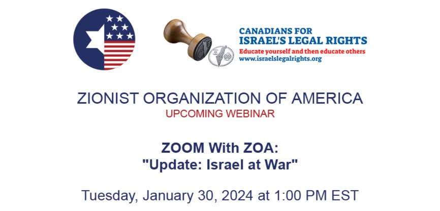 Canadians for Israel’s Legal Rights-CILR invite you to join ZOA's ...