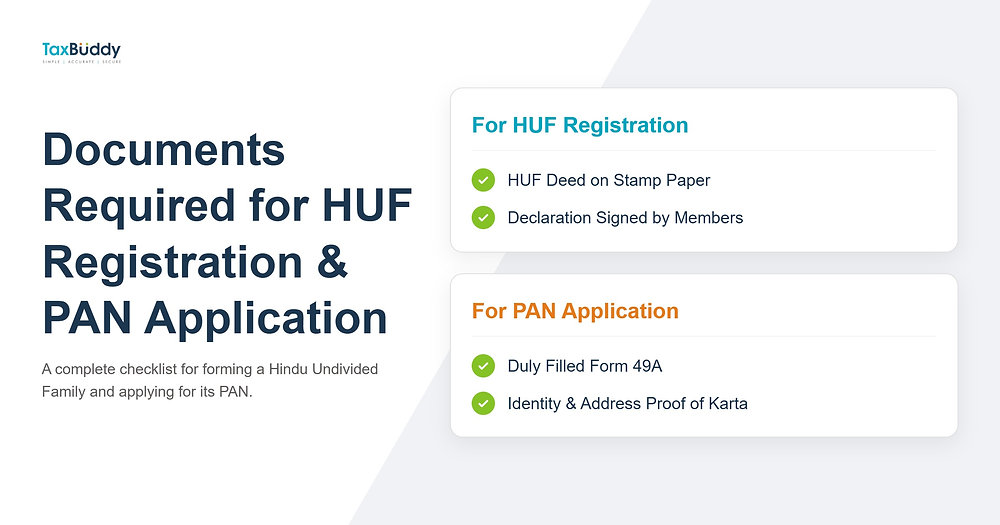 Documents Required for HUF Registration and PAN Application